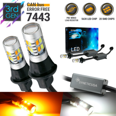 Syneticusa Anti Hyper Flash 7443 LED Switchback Turn Signal Light White ...