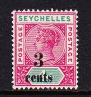 Album Treasures Seychelles Scott # 22 3c on 4c Victoria VF Mint Lightly ...