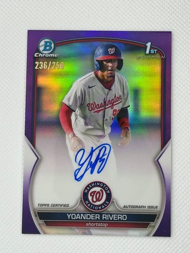 2023 Bowman Chrome Yoander Rivero 1st Auto #/250 PURPLE REFRACTOR ...