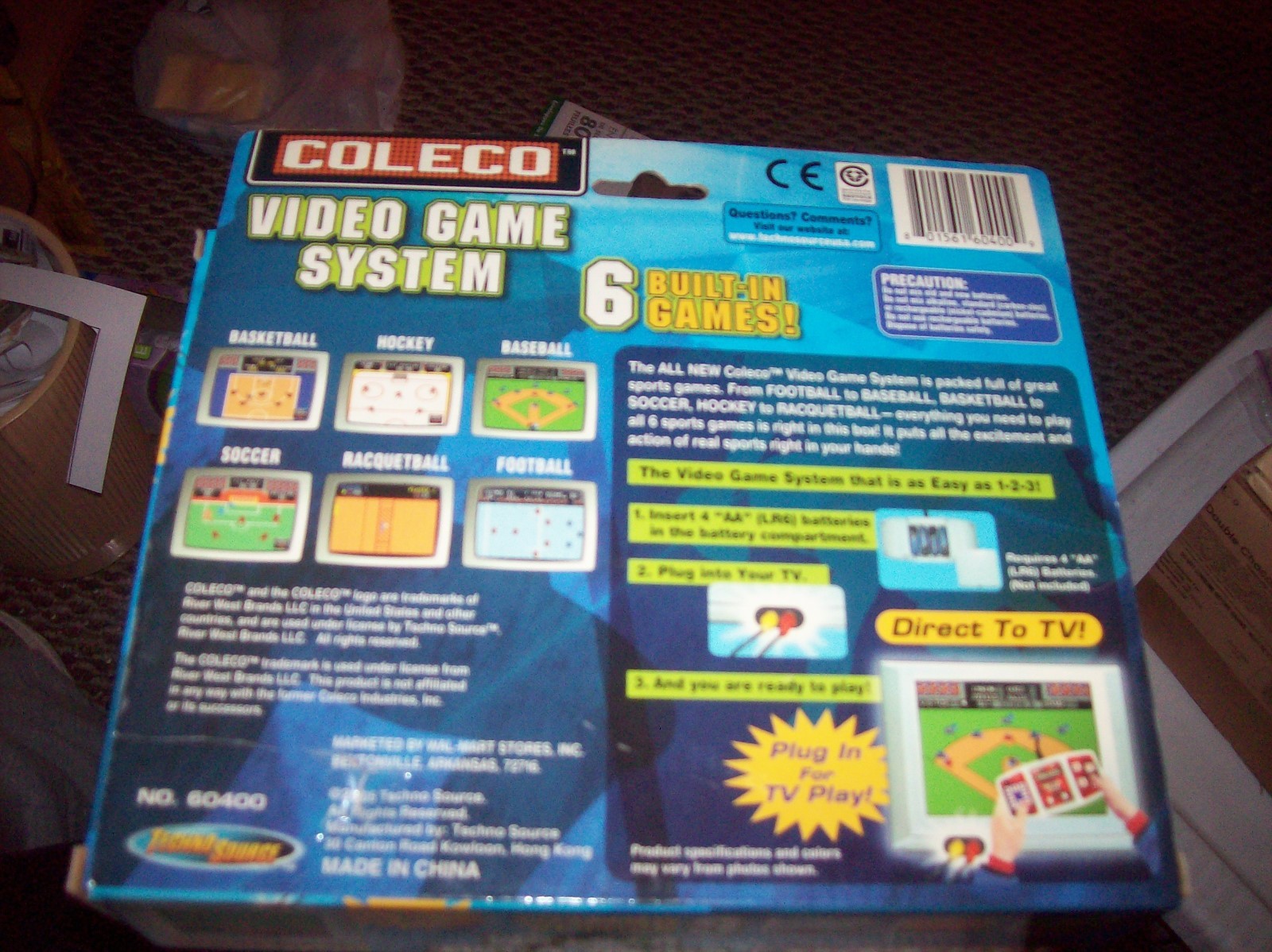 2005 COLECO Video GAME SYSTEM 6 Games Football Soccer Plug Play Hockey ...