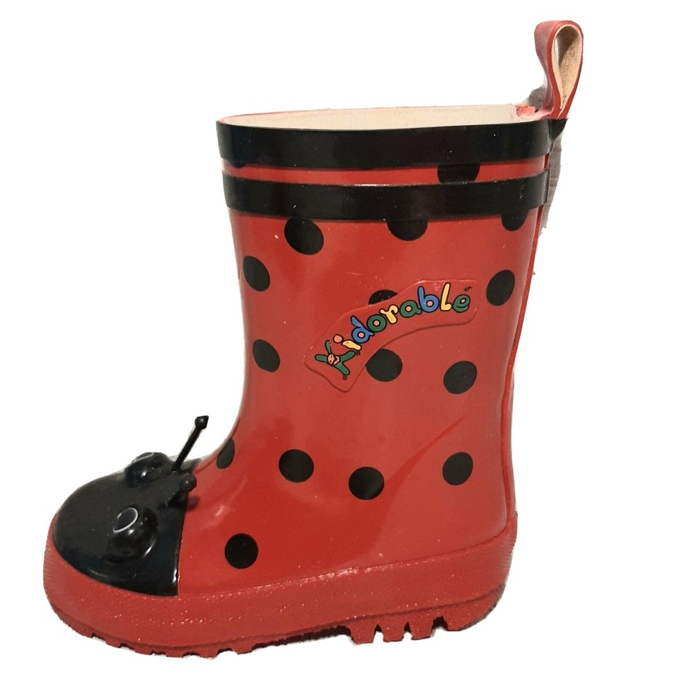 Kidorable Rain Boots Size 5 Toddler Girls Red Lady Bug Rubber Cute ...