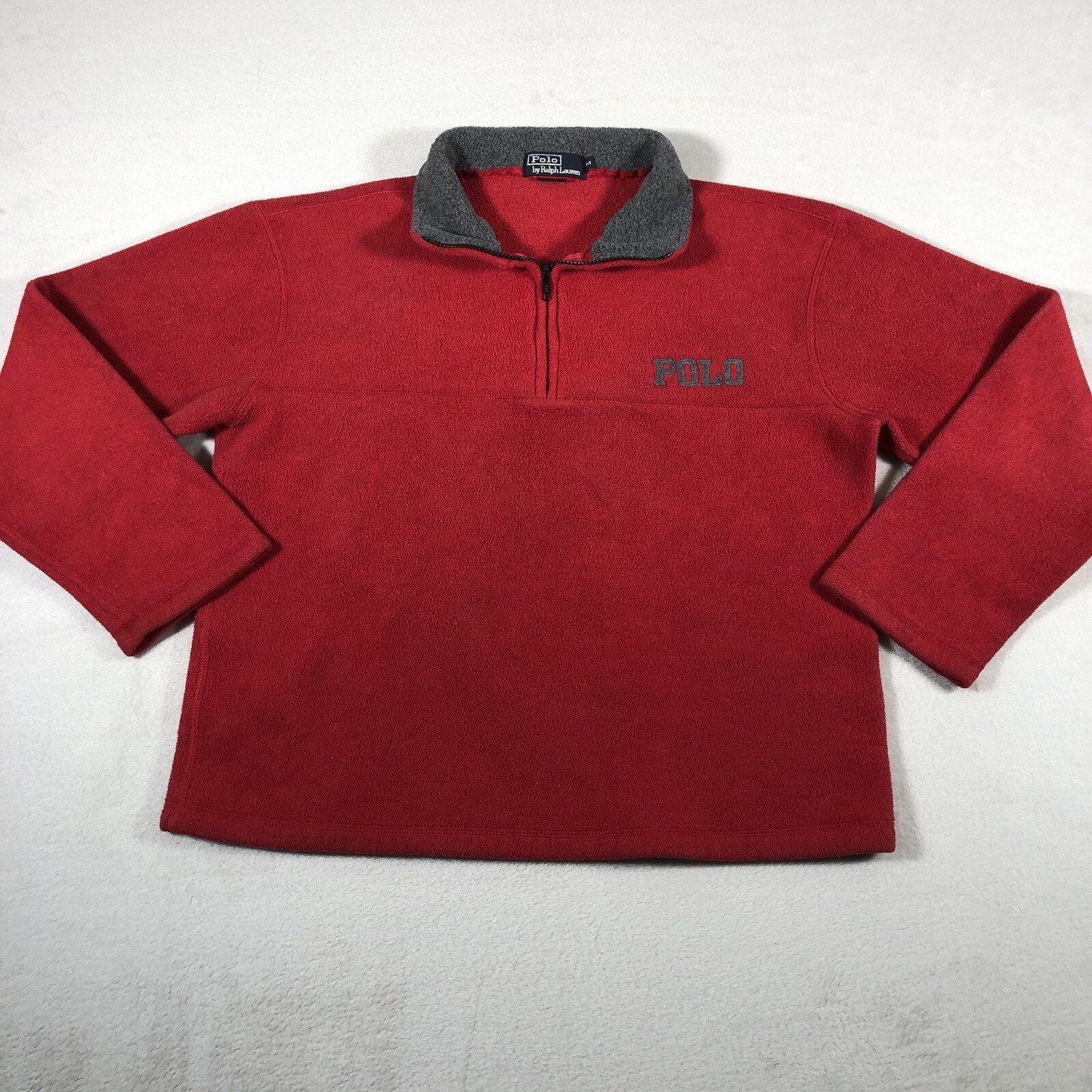 Polo Ralph Lauren Sweater Men Medium Red Soft Touch 1/4 Zip Cotton ...