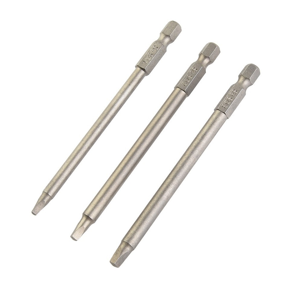3 Pcs 100mm SQ1-SQ3 Square Head Electric Screwdriver Head Screw Driver ...