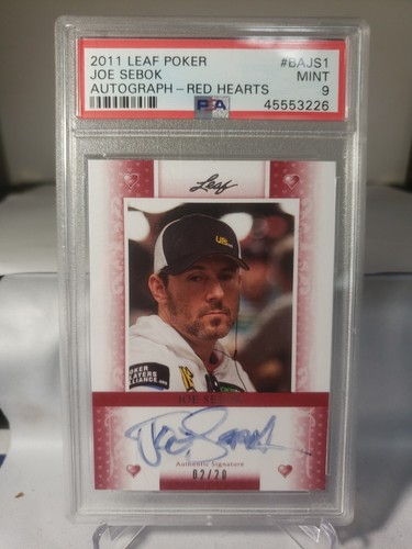 PSA 9 MINT 2011 LEAF POKER RED DIAMOND AUTOGRAPH SP JOE SEBOK 02/20 NO ...