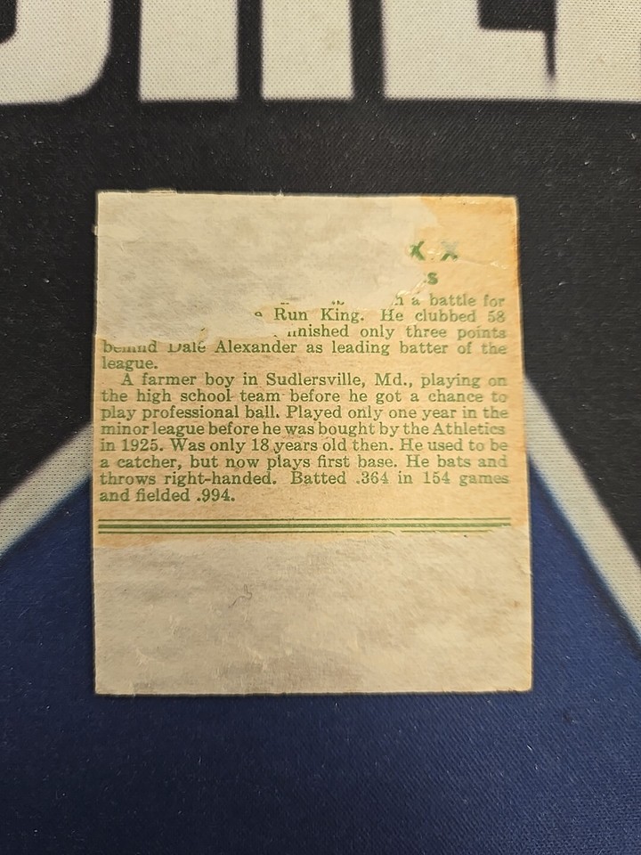 1933 Goudey Chewing Gum Baseball Jimmy Fox Rookie Card #29 Cut Damaged ...