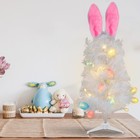 23" Lighted EASTER Bunny Ears Rabbit Tree 10 Colorful Eggs Decoration ...