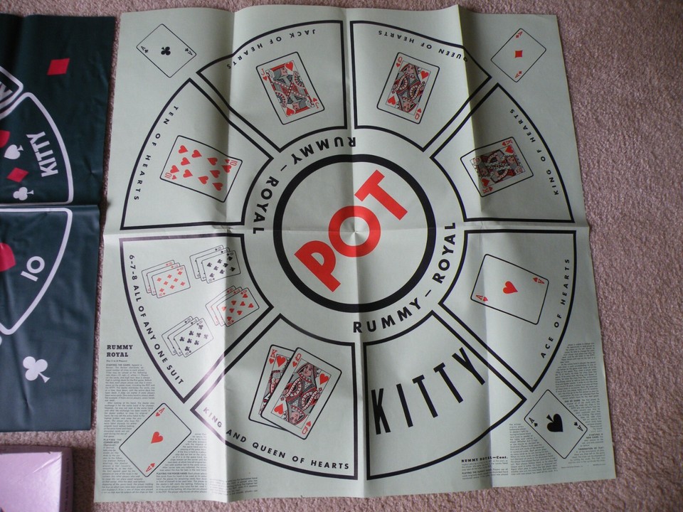 Vintage Whitman Rummy Royal #4713 Game Board + Vinyl TRIOPOLY Sheet ...