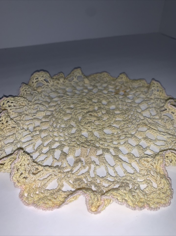 Vintage 9” Pale Yellow Round Crochet Doily Very Good Condition | eBay