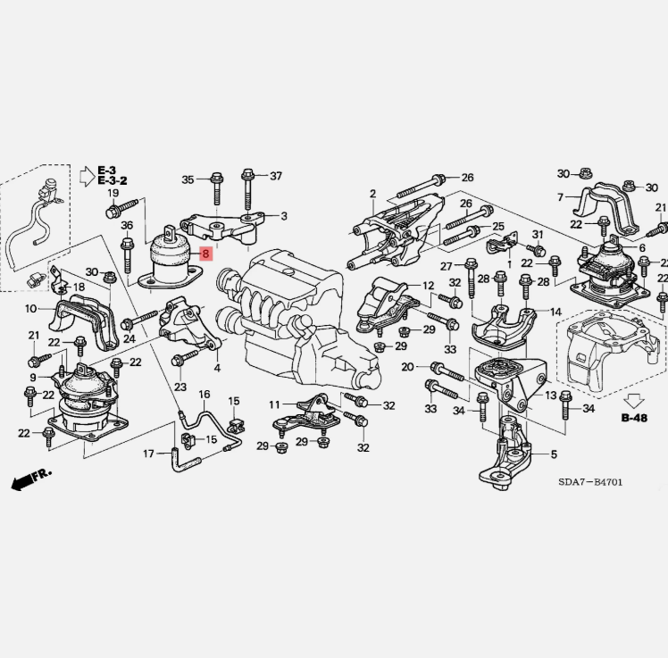 HONDA Genuine 2003-2007 Accord Passenger Side Engine Motor Mount 50820 ...