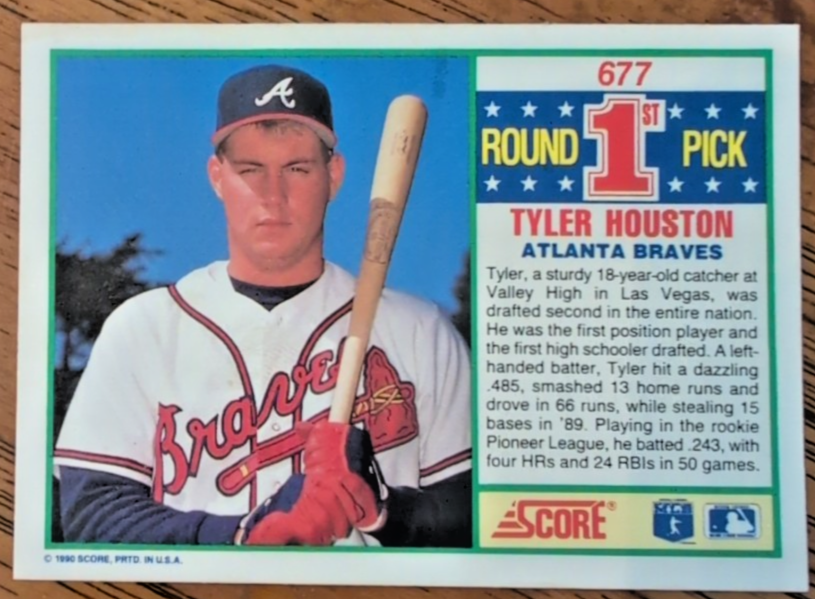 TYLER HOUSTON Atlanta Braves 1990 Score Baseball Card #577 Round 1st ...