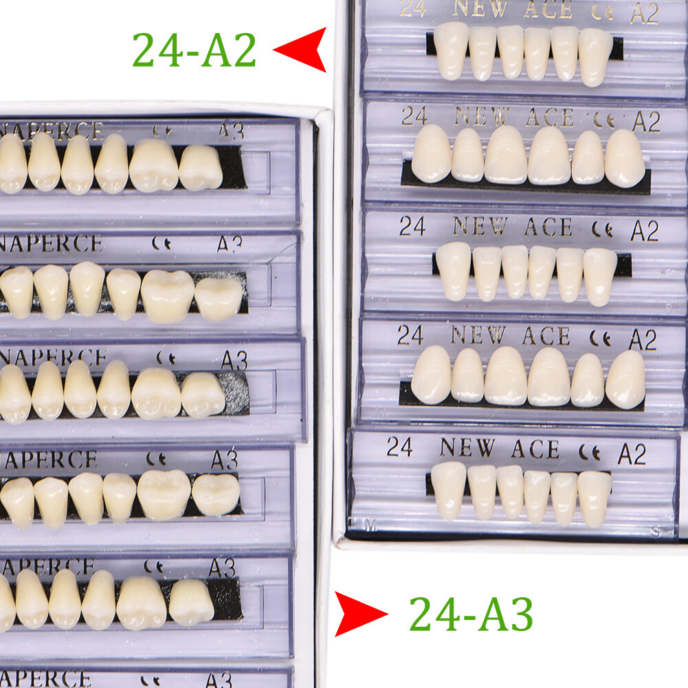 168 Pcs Dental Acrylic Resin False Teeth Color A1 A2 A3 Size 22# 23# 24 ...