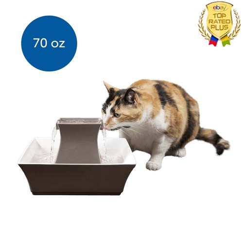 Pagoda Pet Fountain Ceramic 2 Free Falling Water Stream Activated ...