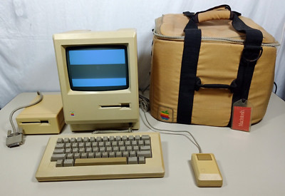 Vintage Apple Macintosh 128K M0001 Computer in Bag w/Keyboard Mouse 3.5 ...