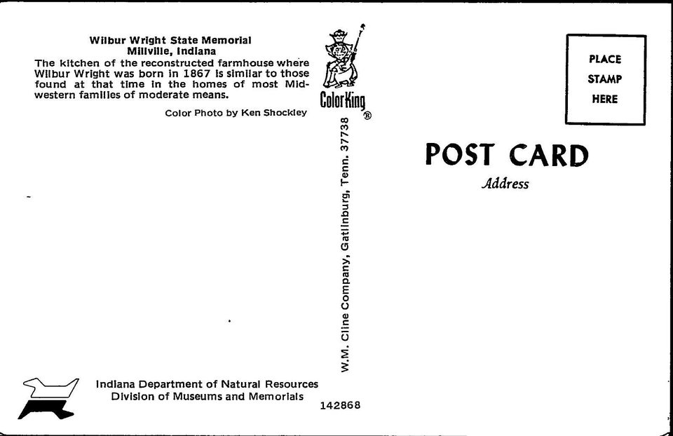 Postcard Millville Indiana Kitchen of Wilbur Wright State Memorial | eBay