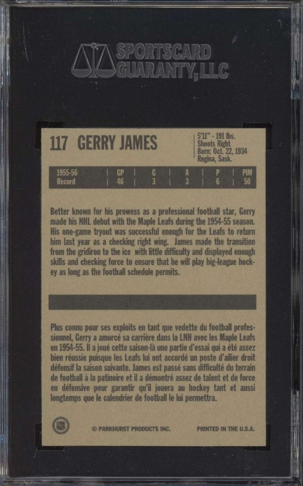 1994 Parkhurst Missing Link #117 Gerry James SGC 96 MINT 9 C74121 | eBay