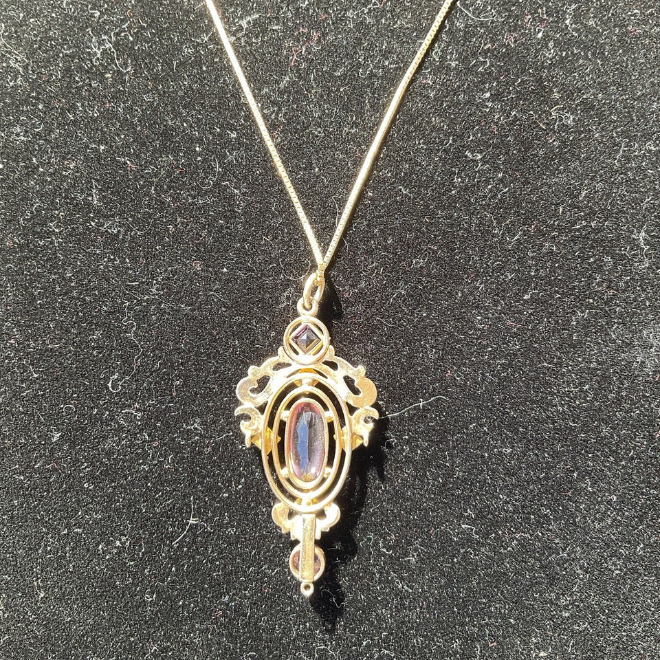 Estate Antique Victorian 10K YG Amethyst Pearl Lavaliere Pendant 4.80 ...