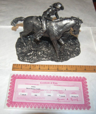 Michael Ricker Pewter Rodeo Barrel Racer, Connie with COA Limited ...