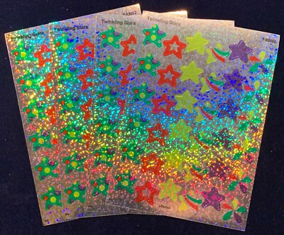 4 Sheets Sparkly Twinkling STARS Colorful Scrapbook Stickers! | eBay