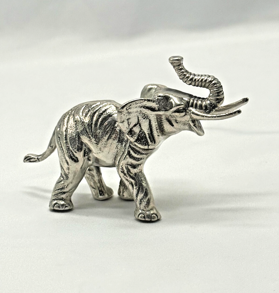 Vintage Solid 925 Sterling Silver Elephant Figurine Trunk Up Lucky ...
