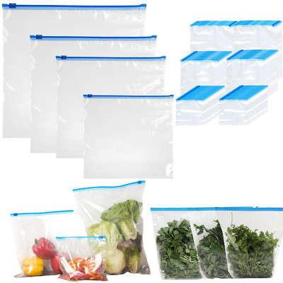 ZIP LOCK FOOD STORAGE FREEZER BAGS RESEALABLE REUSABLE PLASTIC BAGS ...