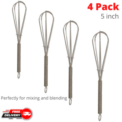 4 Pack Mini Wire Kitchen Whisks 5-inch Small Whisk for Mixing and ...