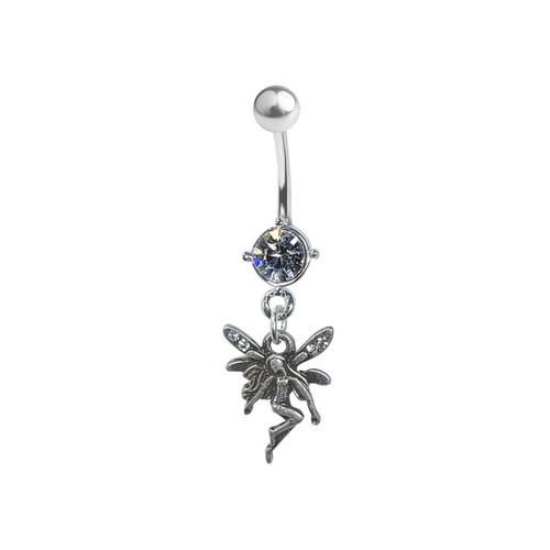 Belly Navel Ring Dangle Fairy Faerie with Prong Setting CZ Gem 14g | eBay