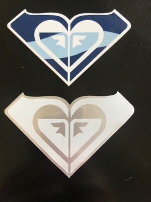 Roxy Logo Sticker Set- Blue Wave & Silver/White - Authentic -4”- Surf ...