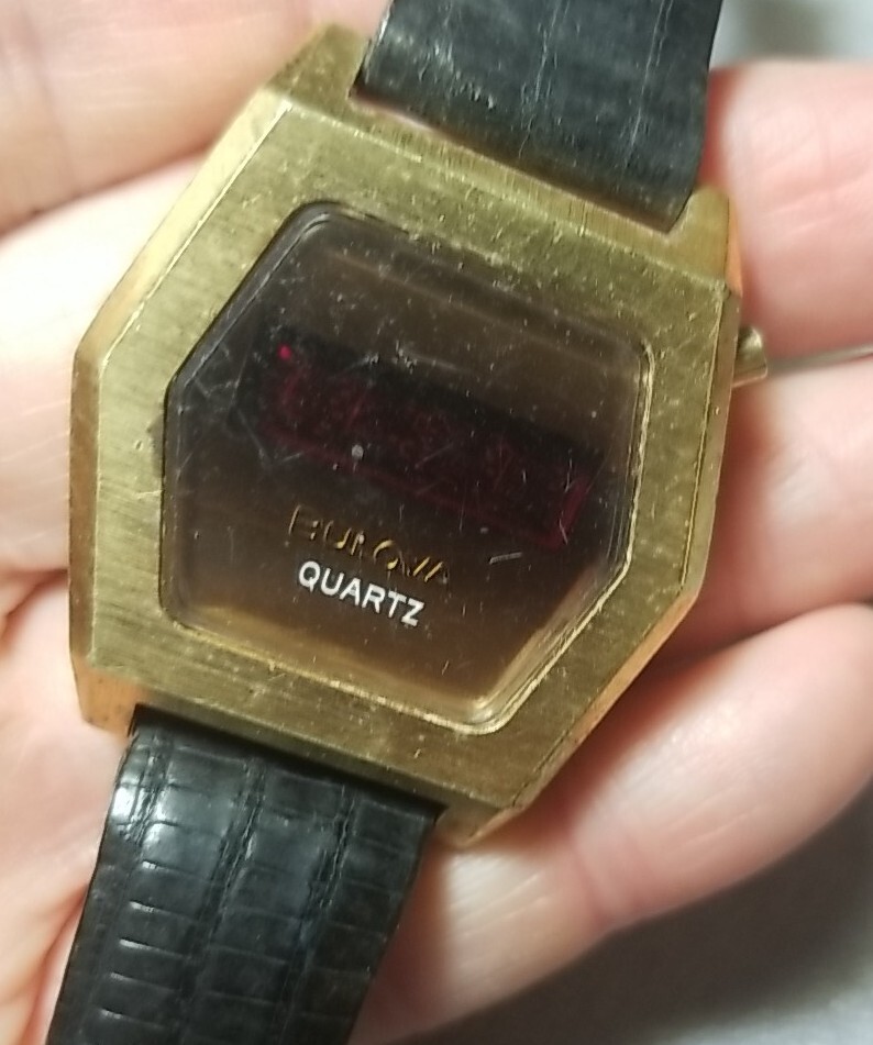 BULOVA Red Led Digital Wrist Watch N6 Gold 1970s Computron Rare ...