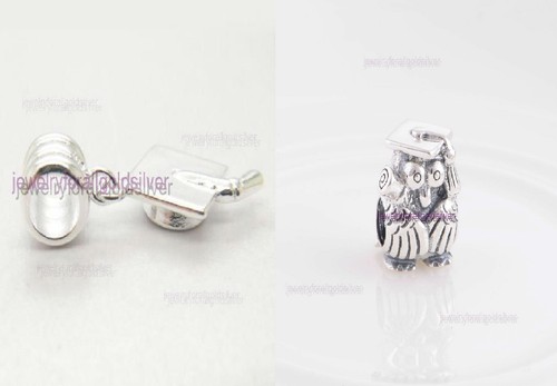Sterling Silver 925 European Charm Study Owl Graduation Hat & Diploma ...
