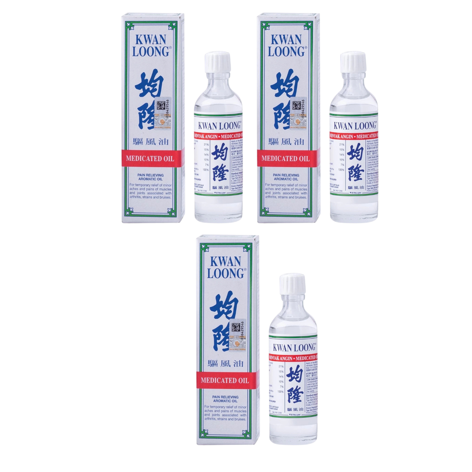 3 X Kwan Loong Chinese Medicated Oil For Pain Relief Headache Dizziness ...