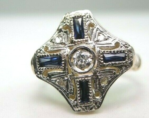 Antique Art Deco Engagement Platinum 17K Yellow EGL USA Ring Size 6 UK ...