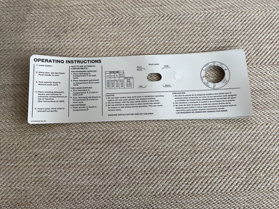 4PK INSTRUCTION SIGN GEN 4 SILVER W74, 124, 184 COIN OPER FOR WASCOMAT ...