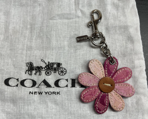 Coach Daisy Pink Flower Leather Keycharm | eBay
