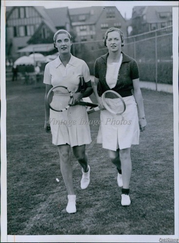 1935 Freda James & Kay Stammers Walking On Courts To Workout Sports 6X8 ...