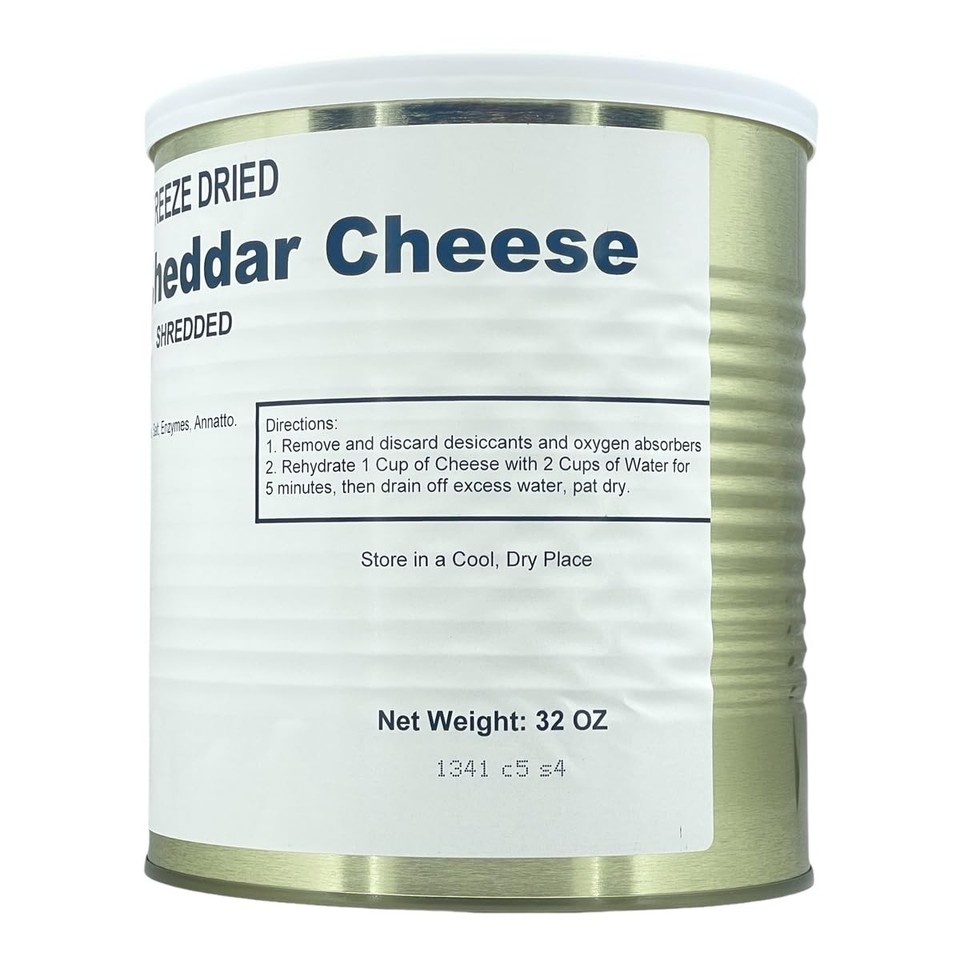 Freeze Dried Sharp Cheddar Cheese Can Jarred and Packed Emergency Food ...