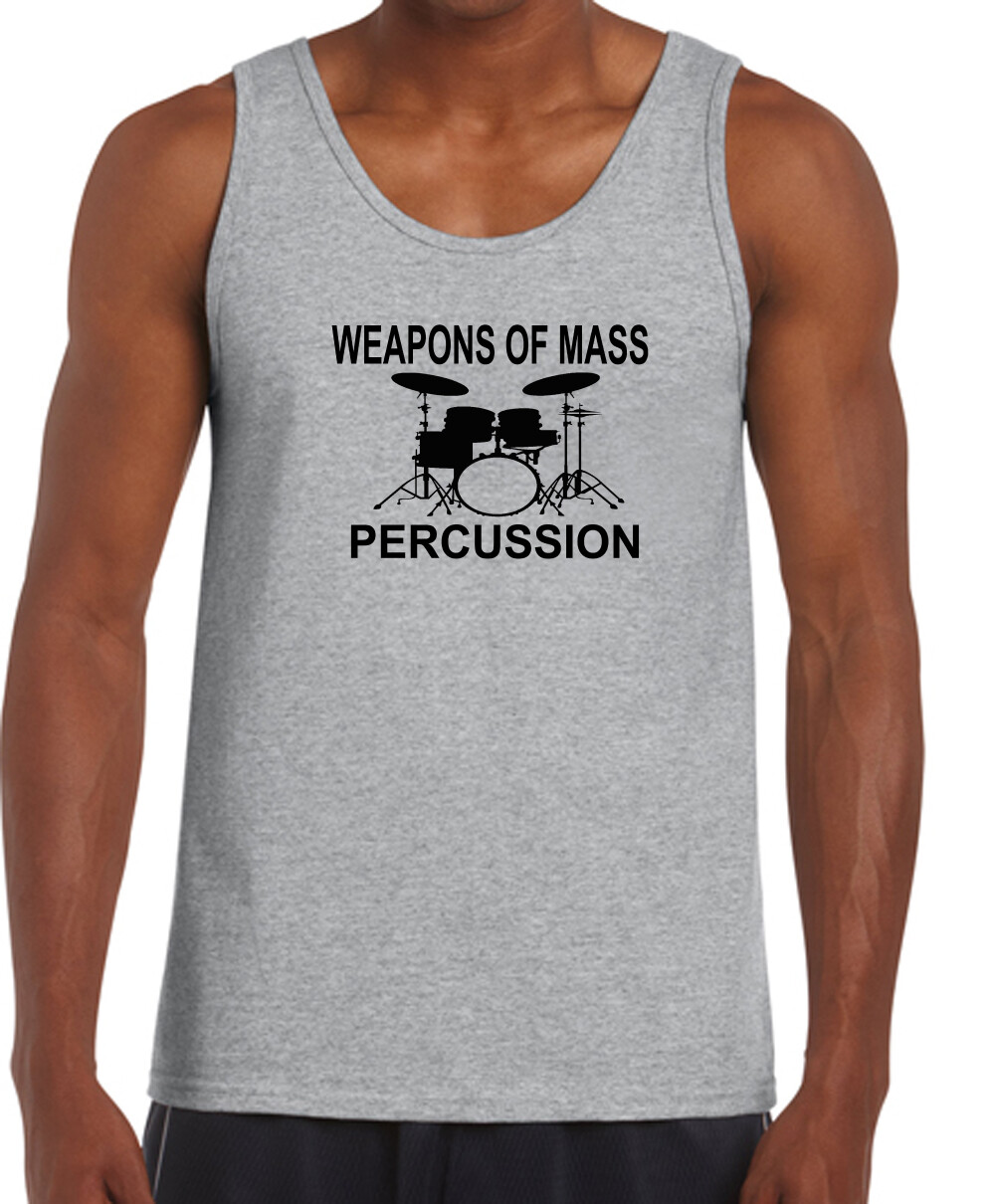 Drum T SHIRT Kit Drummer Singlet Weapons of mass Percussion Funny T ...