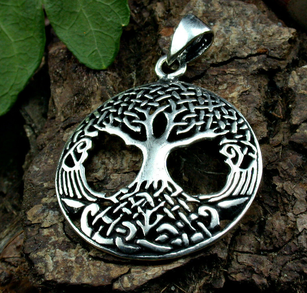 925 Silber mittlerer Lebensbaum Yggdrasil Weltenesche Anhänger Kelten ...
