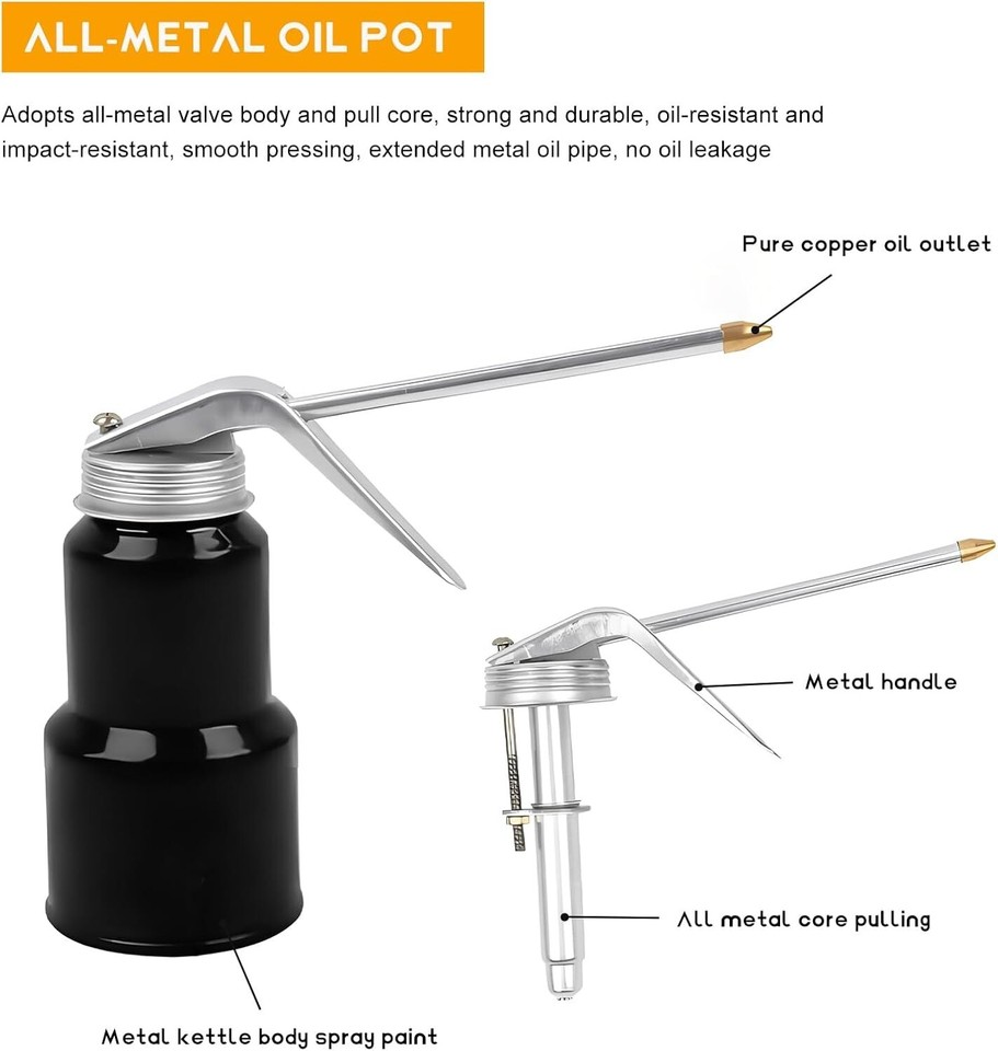 Hand Pump Oiler Can Professional Level 8 Oz. Capacity Pump Oiler with ...