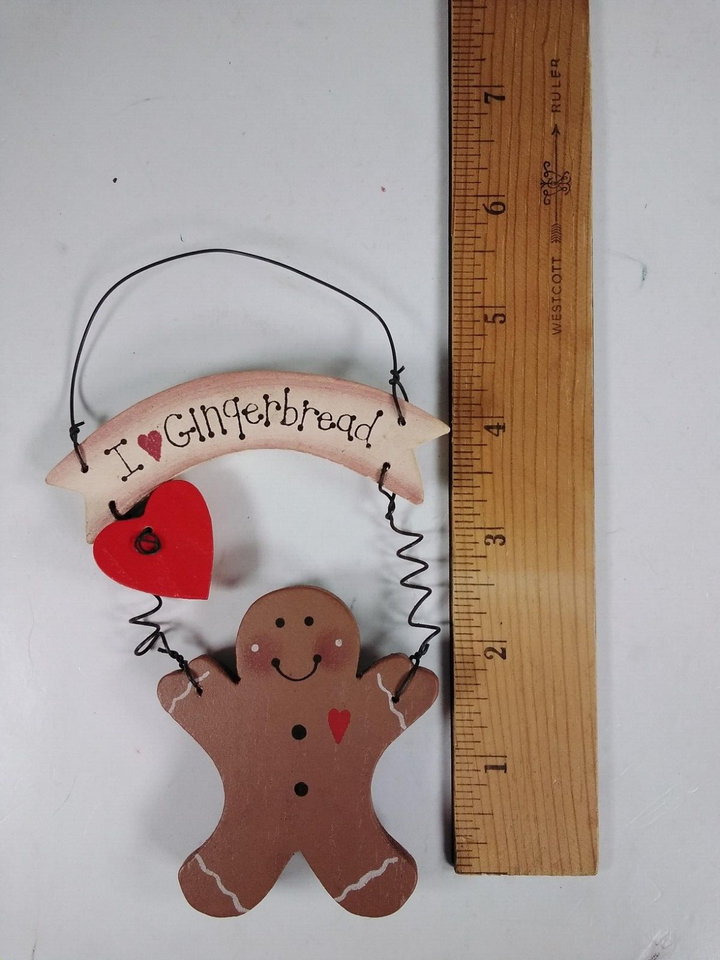 I Love Gingerbread Ginger Bread Man Country Wooden Holiday Christmas ...