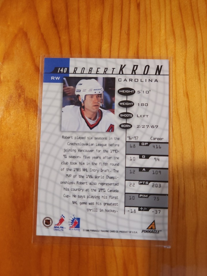 ROBERT KRON Be A Player NHL Autograph Auto #140 Hurricanes Signature | eBay