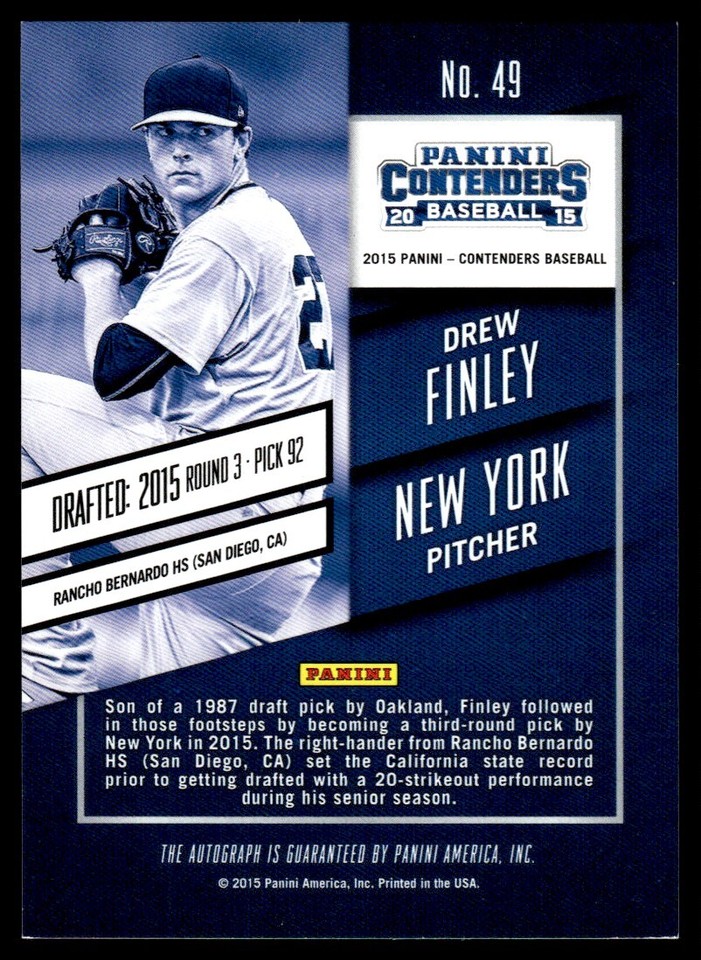 2015 Panini Contenders Draft Ticket Autographs Drew Finley Auto New ...