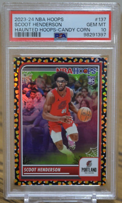 2023-24 Panini NBA Haunted Hoops Candy Corn Scoot Henderson RC #137 PSA ...