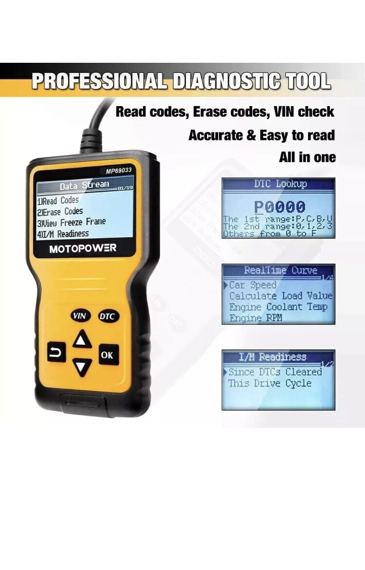 MOTOPOWER Car Diagnostic Scanner OBD2 Fault Code Reader Diagnostic II ...