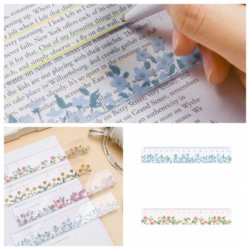 Multifunction 15cm Straight Ruler Double-duty Flower Bookmark Office | eBay