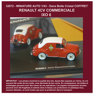 1596 MINIATURE RENAULT 4CV COMMERCIALE IXO COFFRET CRISTAL 3499 | eBay