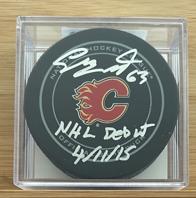 Sam Bennett Autographed Official Game Puck NHL Debut Inscription - W ...