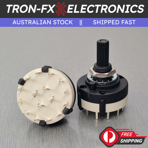 2PCS RS26 4 Pole 3 Position PCB Mount Band Rotary Switch 6mm Spline ...