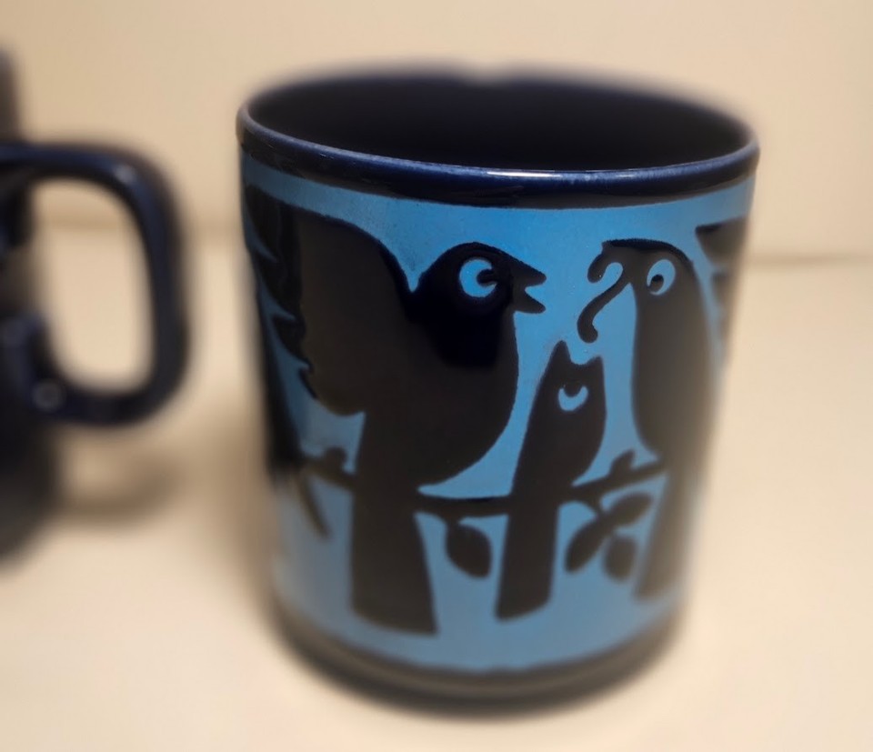 Set of Vintage John Clappison Hornsea England Blue Birds Embossed ...