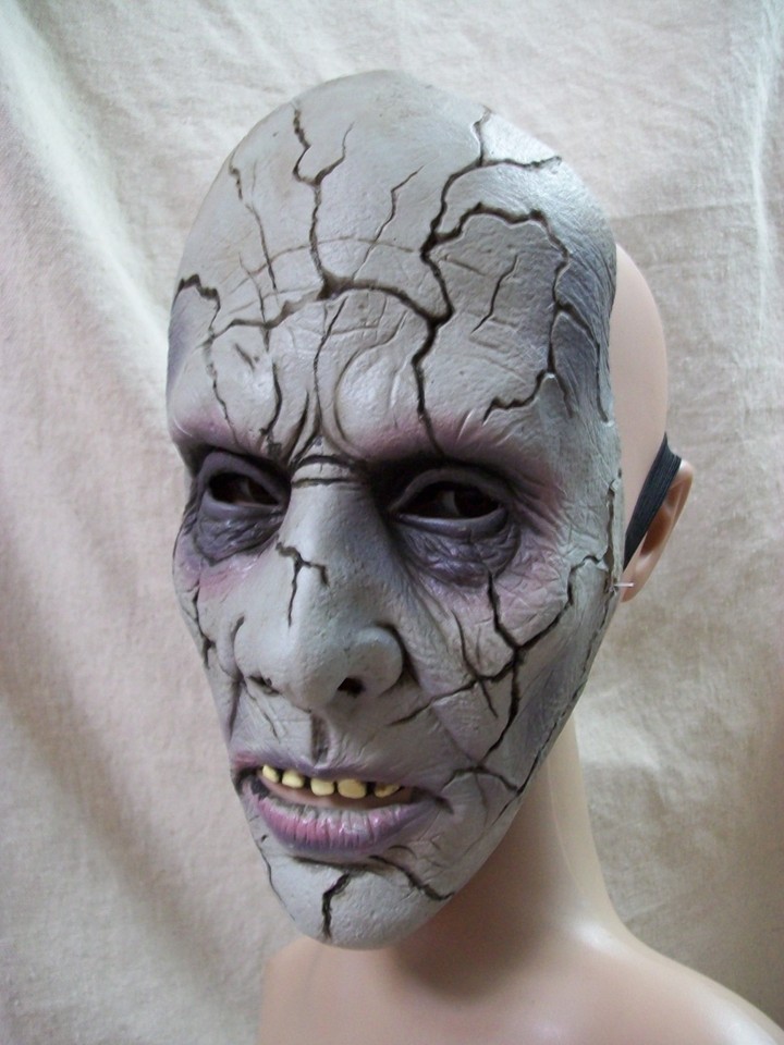 Creepy Cracked Zombie Costume Mask Corpse Broken Statue Mummy Dead ...