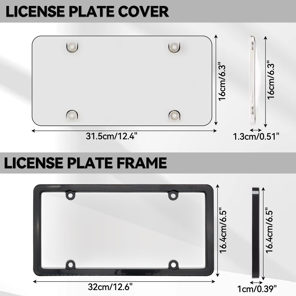 2X Front &Rear Unbreakable License Plate Covers Frames Auto Tag Shield ...